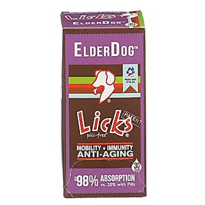 Licks Pill Free ElderDog - Older Dog Vitamins and Supplements - Joint & Immune Support Supplements for Dogs - Dog Coat & Digestion Supplement for Senior Dogs - Gel Packets - Roasted Chicken, 30 Use