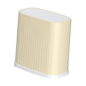 Rectangular Garbage Container Bin Trash Can Wastebasket for Indoor Outdoor Bathroom Bedroom, 15L Khaki
