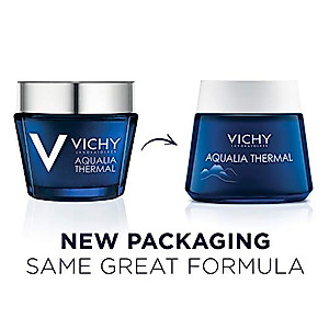 Vichy Aqualia Thermal Spa Face Night Cream and Overnight Mask with Hyaluronic Acid, Moisturizer for Face and Neck, Moisturizing Night Time Anti Wrinkle Cream, Light Scent, Paraben Free