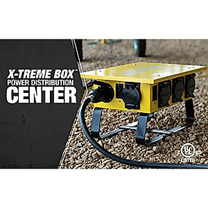 Southwire 019703R02 6506UGSX 50A Temp PWR X-TREME Box 6-Straight Blade SLED Base, 1 Pack, Yellow