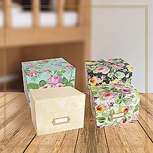 Anna Griffin Die Storage Box - Ivory Damask - 9" x 6.5" x 7" Elegant Box Set & Magnetic Storage of Craft Dies - Die Organizer Set of 10 Sleeves with Pockets, Tab Dividers, 36 Labels & 10 Magnets