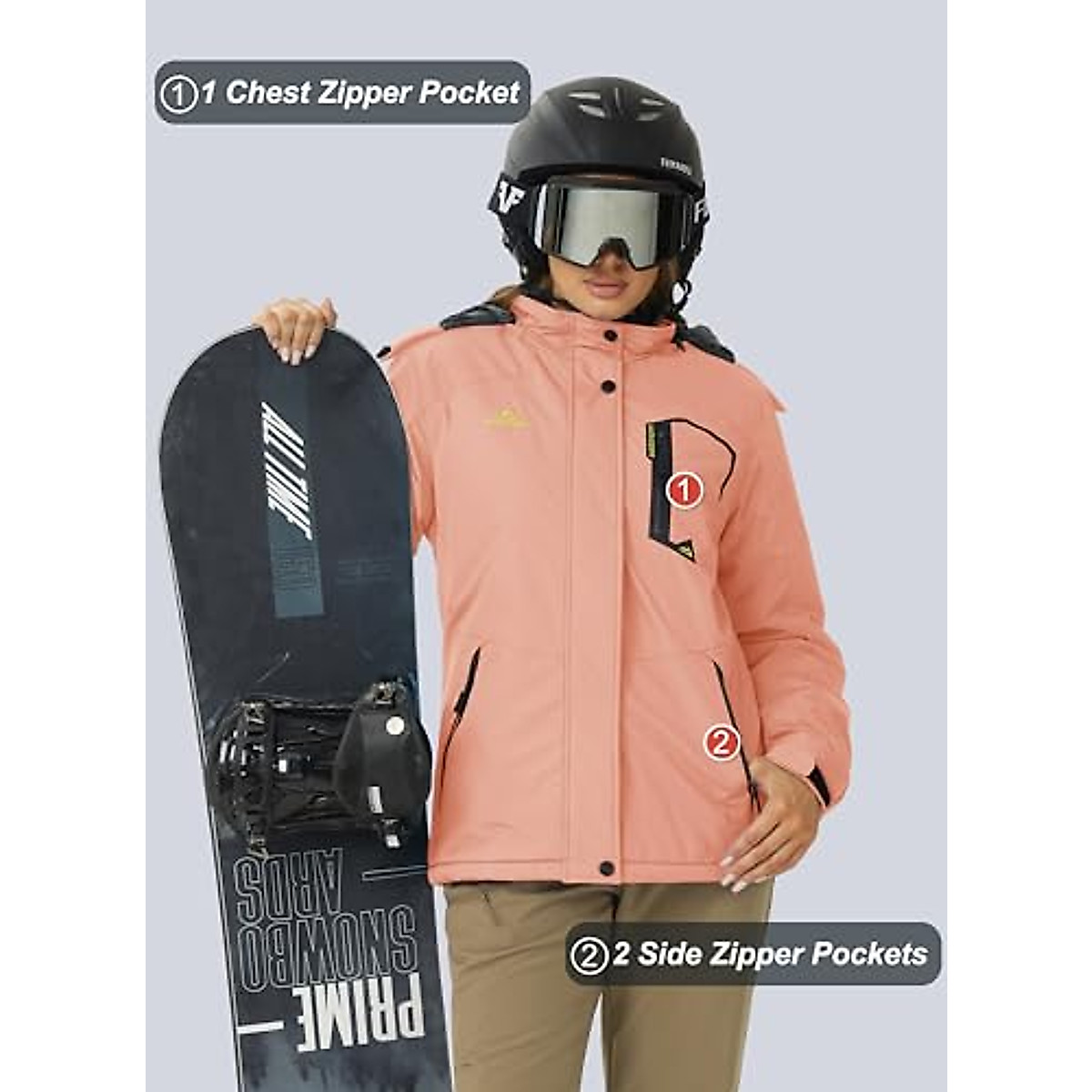 MAGCOMSEN Winter Jackets for Women Skiing Jacket Waterproof Insulated Ski Jackets Thermal Snow Jackets Mountain Snowboarding,S
