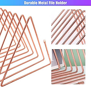 Adjustable Seven-Slot Golden Bookends, Metal Triangular Book Magazine Organizer, Vinyl Record Holder, Office, Desk Decoration