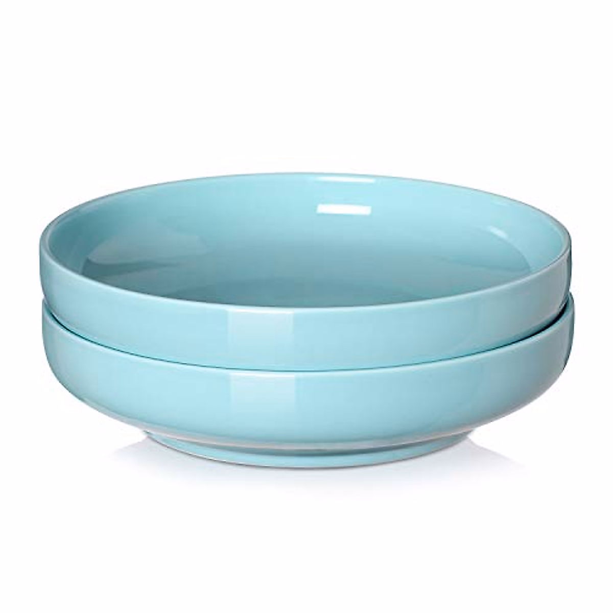DOWAN 10" Shallow Serving Bowls, 60 oz Large Serving Bowls and Platters, Serving Plate for Salad Pasta Soup Fruit, Porcelain Serving Dishes for Dinner Party, Set of 2, Turquoise
