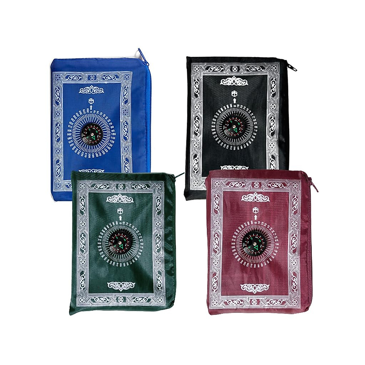 Abiyou 4 Pieces Prayer Mat, Musilm Prayer Mat, Polyester Prayer Rug, Portable Travel Prayer Mat, Travel Prayer Rug with Compass, for Muslim Prayer, Ramadan(60CMx100CM)
