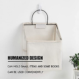 Qingsm 2 Pcs Wall-Hanging Storage Bags,Desktop Organizer Basket Cotton Linen Hanging Storage Basket for Kitchen,Bderoom,Living Room-Triangle