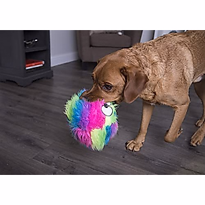goDog Furballz Squeaky Plush Ball Dog Toy, Chew Guard Technology - Rainbow, Large