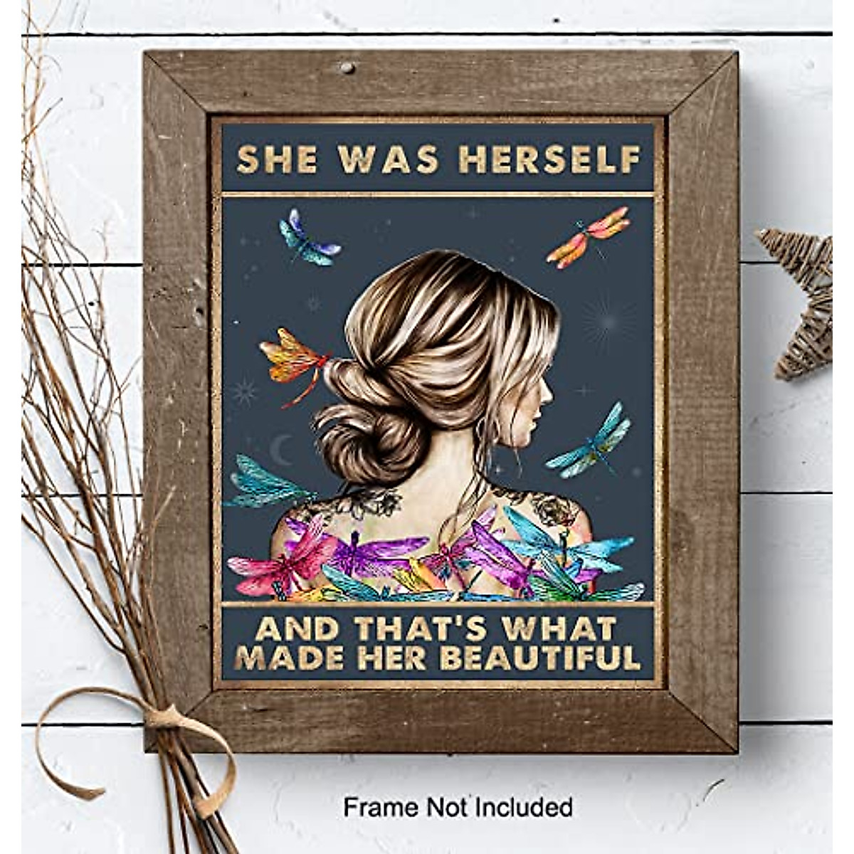 Inspirational Positive Quotes Wall Art & Decor - Encouragement Gifts for Women, Teens, Girls - Motivational Sayings Posters - Dragonfly Boho Decor - Hippie Bohemian Decor - Positive Affirmations