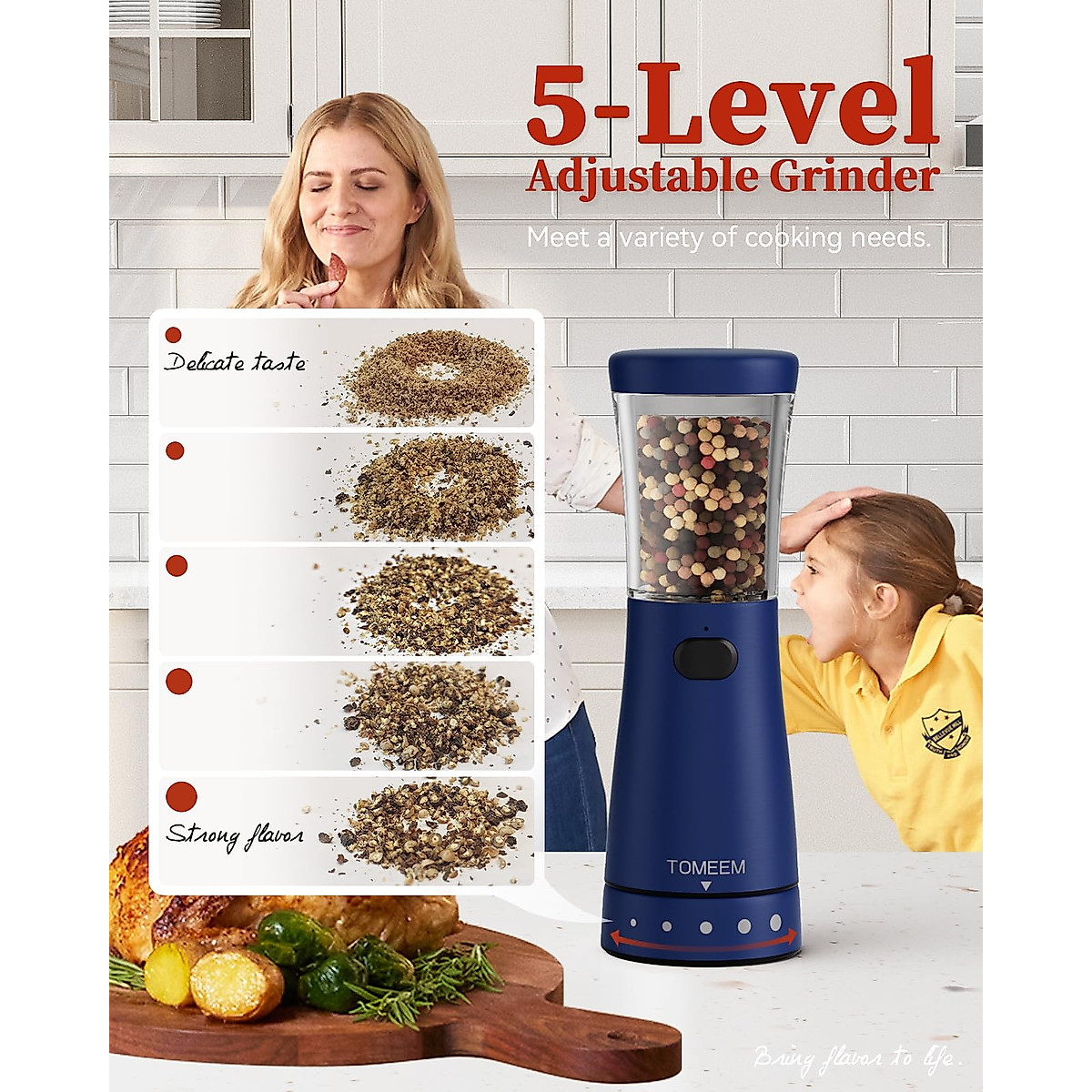 Electric Salt and Pepper Grinder Set with Storage Base, Stainless Steel Rechargeable Salt and Pepper Grinder Set with 4.5 oz Large Capacity, 1.8" Wide Mouth, Adjustable Coarseness, Ideal for Kitchen