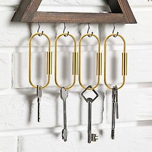 WILLBOND Brass Key Ring Gold Screw Lock Clip Key Ring Chain Durable Simple Brass Keychain Holder (Cylinder,4 Pieces)