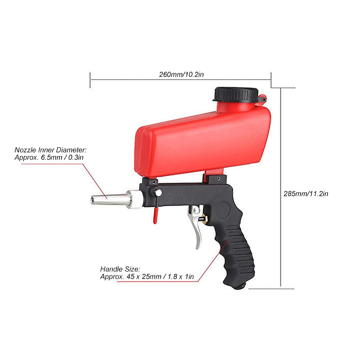 Pneumatic Sandblasting Gun, Small Handheld Sand Blaster Machine Blasting Tool 90PSI 21lbs Capacity