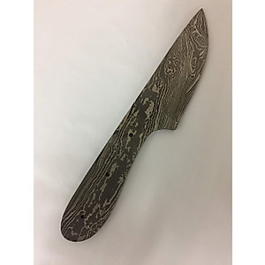 8 inches long hand forged Damascus steel straight back blank blade skinning knife with 3 pin hole. 3.5 inches cutting edge