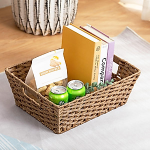 Wicker Basket, Decorative Woven Storage Basket, Waterproof Storage Basket Organizer, Wicker Storage Basket, Brown Basket, 1 Pack