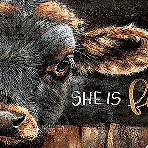 Cow Sunflower Print Sherpa Throw Blanket Yellow Flower Fleece Blankets Gift for Women Wife or Girlfriend Super Soft and Warm Sofa Bedding Blankets 60"X80"