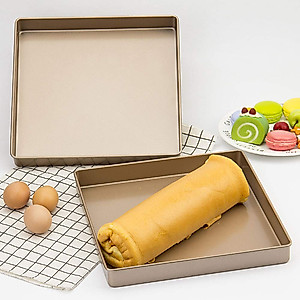 Baking Pan 28x28x3cm Gold Aluminum Alloy Square Shape Non Stick Baking Tray Bread Pizza Tray Cookie Sheet Baking Tool