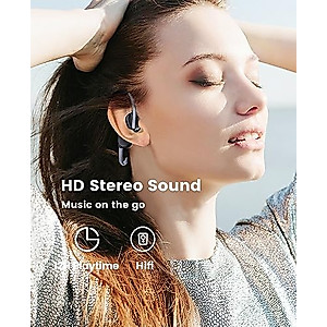 LENRUE Open Ear Bone Conduction Headphones, Bluetooth Wireless Headphones with Built-in Mic, Stereo Denoise, 10 Hours-Play, Waterproof Earphones for Running Cycling Workouts