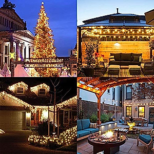 UPON Solar String Lights, 60 LED Outdoor Garden Solar Lights Crystal Ball Decorative Lights 36Ft Waterproof Indoor Outdoor Fairy Lights for Garden, Patio, Yard, Christmas [Warm White]