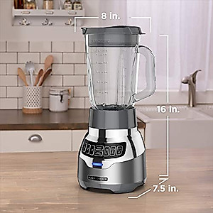 BLACK+DECKER PowerCrush Digital Blender with Quiet Technology, Stainless Steel, BL1300DG-T