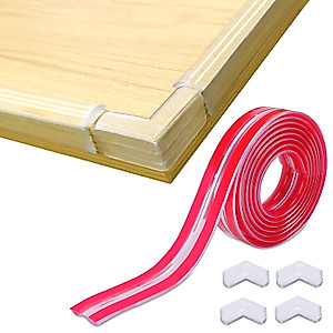 Mity rain Baby Proofing Edge Protector with 4PCS Corner Guards, Clear Pre-Tape Adhesive Baby Proof Corners and Edges, Corner Protector for Desk Tables Cabinets Furniture Bumpers (6.6ft)