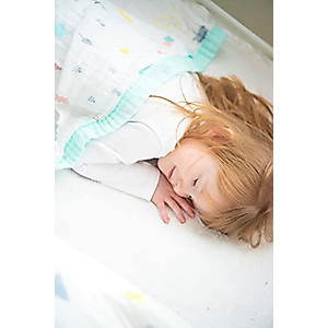 Jay & Ava Baby Muslin Blanket 42” x 42”, Soft Toddler Cotton Baby Blankets for Boy, 4 Layers Bed Muslin Throw for Baby Crib, Large Baby Receiving Blanket - (Green Bear Forest)