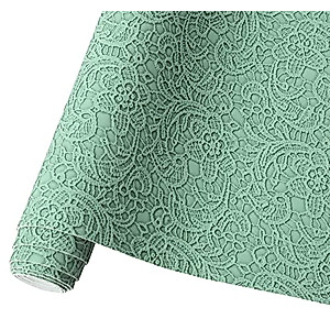 Picheng Embossed Faux Leather Sheets: Flower Textured Leather Rolls 13.8"X53"(35cmX135cm),Faux Leather is Great for Making Crafts,Leather Earrings, Bows,Sewing DIY Projects (Green)