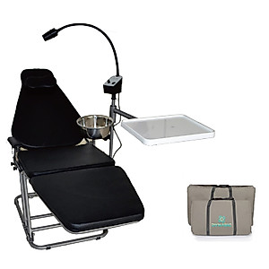 Portable Foldable Chair with LED Exam Light Lamp and Tray + Doctor's Stool Nylon Bag