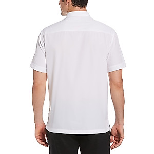 Cubavera Men's Cubavera Paneled Short Sleeve Shirt For Men, Classic Fit, Wrinkle Resistant, Casual Button-Down Shirt For Men With Spread Collar (Sizes Small - 5Xl), Bright White, X-Large
