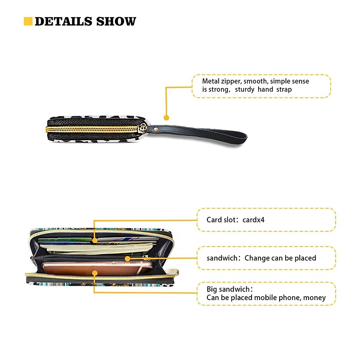 SCRAWLGOD Cartoon Mushroom Gift for Women's Wristlet Wallet RFID Blocking Purse Leather Card Holder Clutch Wristlet