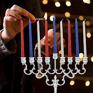 Majestic Giftware Multicolor Hanukkah Candles - CH-C | 4 Inches High 44 Dripless Handcrafted Chanukah Candles for All 8 Nights of Hanukkah (Red/Blue/Yellow/White)