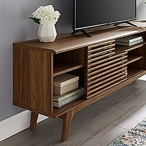 Modway Render 71" Mid-Century Modern Low Profile Media Console TV Stand, 71 Inch, Walnut