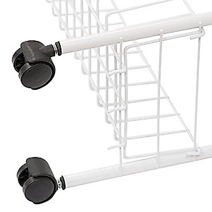 Household Essentials 05121 Slim Line 3-Tier Metal Storage Cart | Laundry Room Rolling Organizer | White