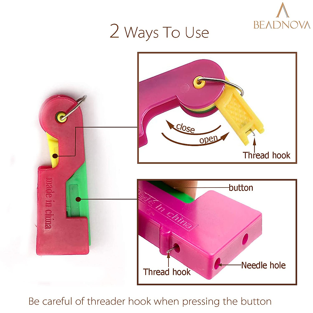 BEADNOVA Automatic Needle Threader 5 Pcs Sewing Needle Threaders Automatic Needle Threading Device for Sewing Embroidery Cross Stitch Craft Stitching Knitting Quilting