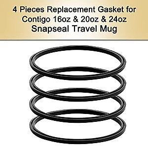 BOSORIO 4 Pack Gaskets Compatible with Contigo Snapseal Byron Travel Mug 16oz & 20oz, Replacement Rubber Seal for Contigo Snapseal Lid, Replacement Silicone Part for Contigo Coffee Travel Tumbler