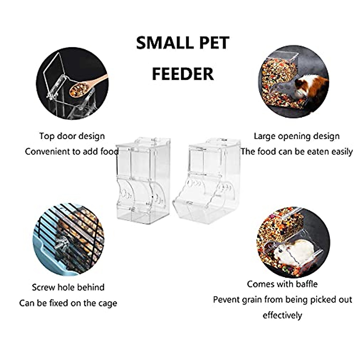 Qielie Hamster Feeder,Automatic Food Dispenser Plastic Bowl,Suitable for Feeding Hamsters, Guinea Pigs, Pigeons, Parrots, Hedgehog,and Other Small Animals (400ml)