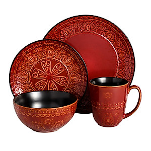 Gibson Elite Milanto 16 Piece Dinnerware Set, Red