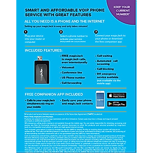 magicJack, New 2022 VOIP Phone Adapter, Portable Home and On-The-Go Digital Service. Unlimited Calls to US and Canada. NO Monthly Bill | Featuring magicIN™ & magicOUT™ Service