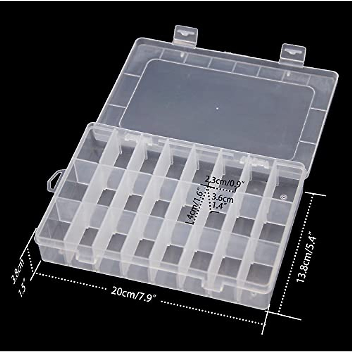 4PCS Clear White Plastic Organizer Box with Dividers 24 Grid Storage Containers Jewelry Storage Box with Dividers for Beads Earrings Necklaces Rings Metal Parts Accessories Screws Button Storage