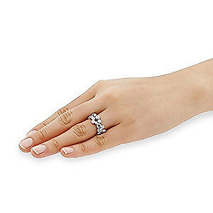 Sterling Silver Two Row Round CZ Bezel Eternity Wedding Band (Size 5 to 9), 8