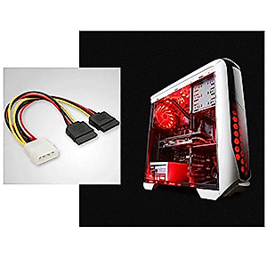 Acxico 5Pcs IDE/Molex/IP4/4-pin to 2X SATA Power 15-pin Converter Adapter Cable