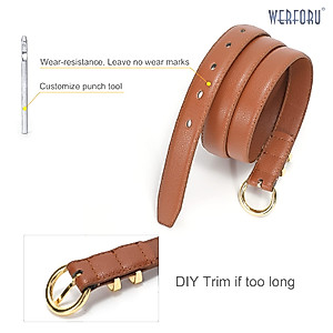 WERFORU 2 Pack Women Leather Belt Waist Skinny Dress Belts Solid Pin Buckle Belt for Jeans Pants