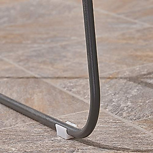 Great Deal Furniture Ella Outdoor Counter Stools, 26" Seats, Modern, Geometric, Gray Iron Frames with Ivory Cushion (Set of 4)