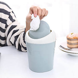 WUIUN Mini Countertop Trash Can, Swing-Top Plastic Small Waste Bin, Good for Bedroom, Office Desk(Green)
