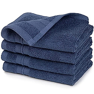 Sticky Toffee Blue Washcloths Set for Bathroom, Oeko-Tex Terry Cotton, Soft and Absorbent Wash Cloths for Your Body, Face Towel for Washing Face, Set of Four, 13 in x 13 in