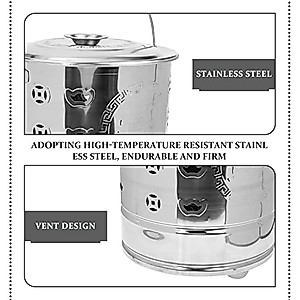 GANAZONO Stainless Steel Burning Bucket Metal Fireplace Ash Bucket Paper Money Burn Barrels for Home Yard Garden Silver