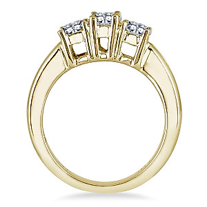 AGS Certified 1 Carat TW Three Stone Diamond Ring in 10K Yellow Gold