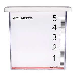 AcuRite Waterfall Rain Gauge with 5-inch Rainfall Capacity (00858W), Clear