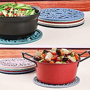 Smitchraft Silicone Trivets Hot Dishes, Pots & Pans, Hot Pads Kitchen Quartz Countertops, Pot Holders Trivet Mat, Non-Stick Heat Resistant Mats Counter & Table, Teal Kitchen Decor Accessories Set 3