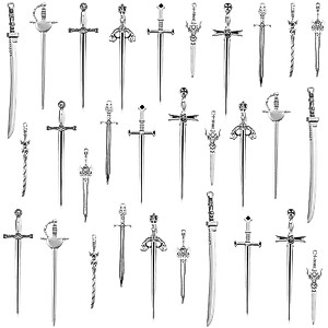 30 Pieces Antique Swords Knife Bookmark Sword Charms Pendants Bookmarks for Book Lovers Presents Reading Crafting DIY (Anti Silver)