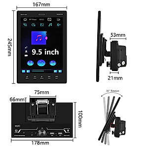 Podofo Double Din Apple Carplay Car Stereo 9.5 Inch Vertical Touch Screen Car Player Radio with Bluetooth, FM Radio, Mirror Link, SWC, USB + AHD Backup Camera