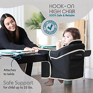 Elegant Faux Leather Hook On High Chair for Baby, High Chair That Attaches to Table - Clip On High Chair to Table, Table High Chair for Travel, Highchair for Baby Seat - Portable Baby Chair for Eating